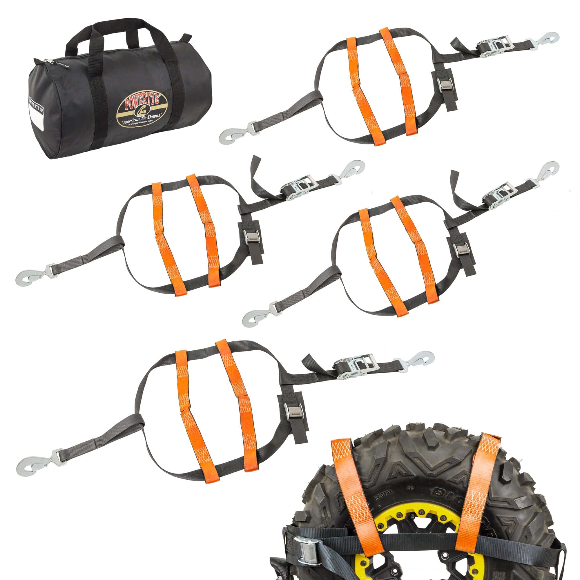 2in UTV RATCHET WHEEL NET, DOUBLE TOP STRAPS, TWIST HOOKS – PowerTye