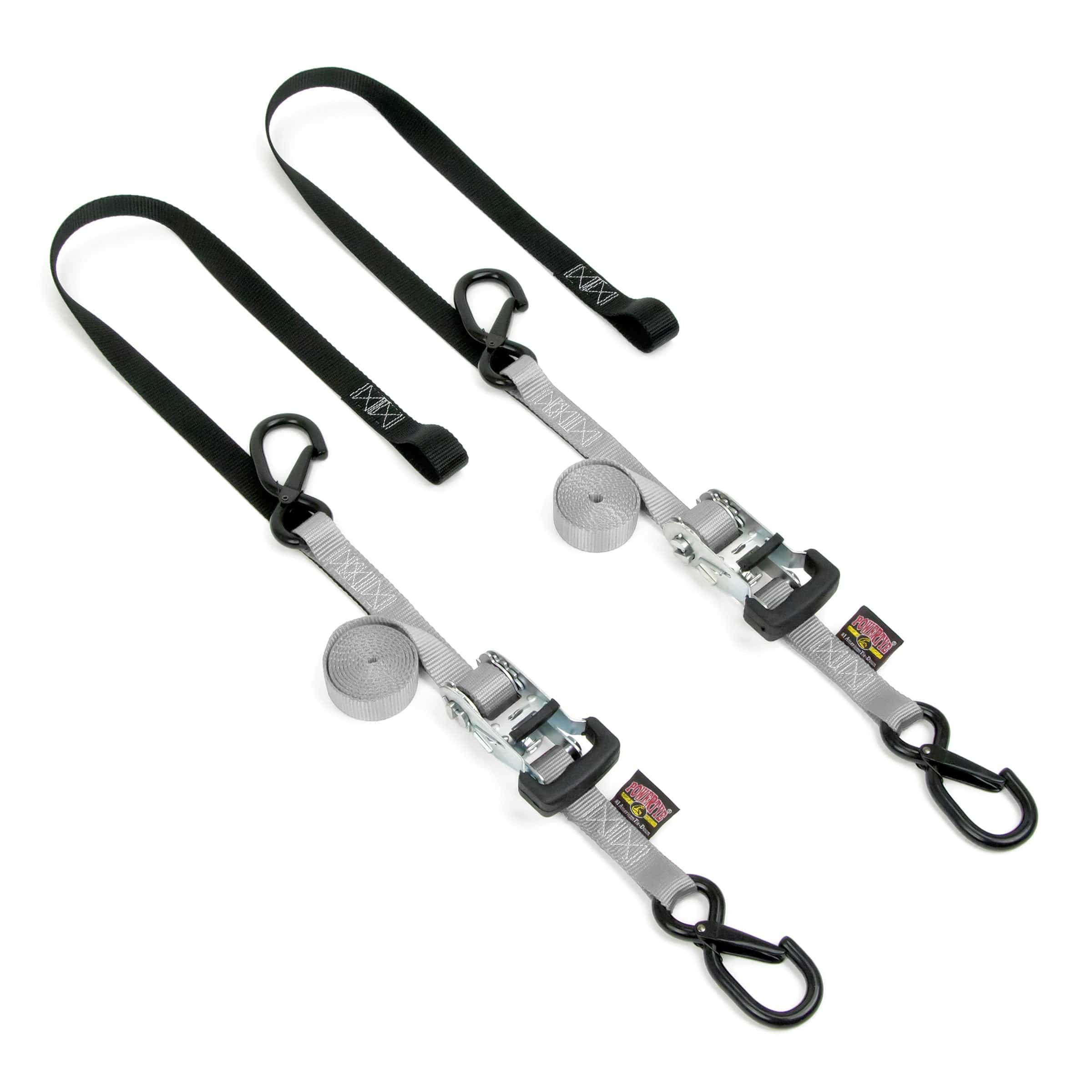 1in x 7ft RATCHET TIE-DOWN w/SOFT-TYES, LATCH HOOKS (pair) – PowerTye